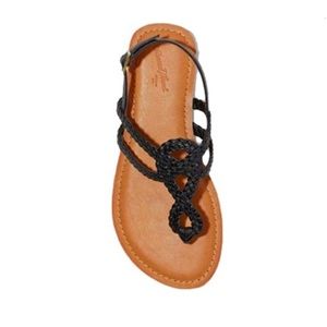 Universal Thread | Shoes | Black Braided Thong Ankle Strap Sandal Nwt ...